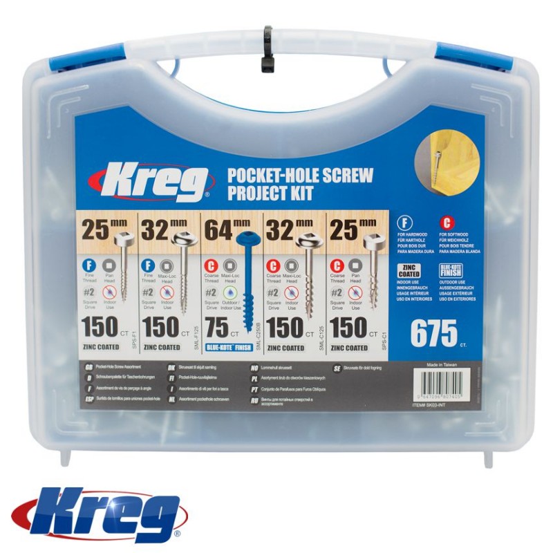 KREG WOOD POCKET HOLE SCREW KIT 675 PCE - Ubuntu Sales Hardware ...