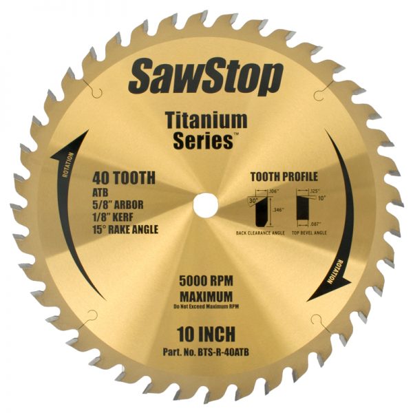 SAWSTOP 40T COMBINATION SAW BLADE TITANIUM SERIES | Ubuntu Sales ...