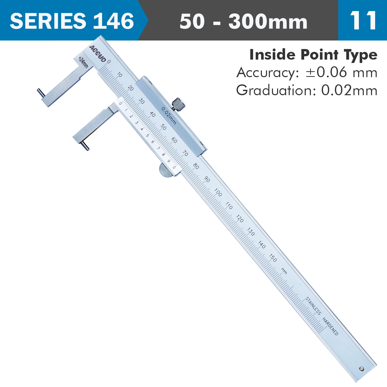 VERNIER CALIPER 50-300MM 0.06MM ACC. 0.02MM GRAD. INSIDE POINT S/STEEL ...