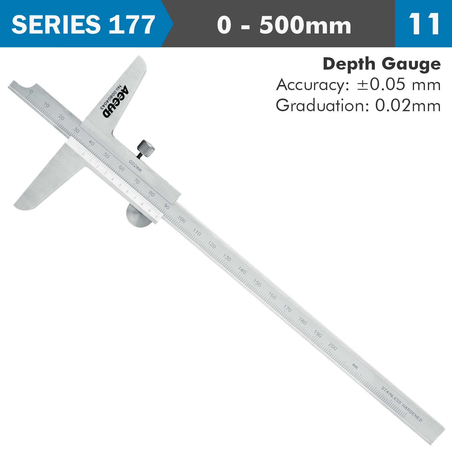 VERNIER DEPTH CALIPER 500MM 0.05MM ACC. 0.02MM GRAD. S/STEEL - Ubuntu ...