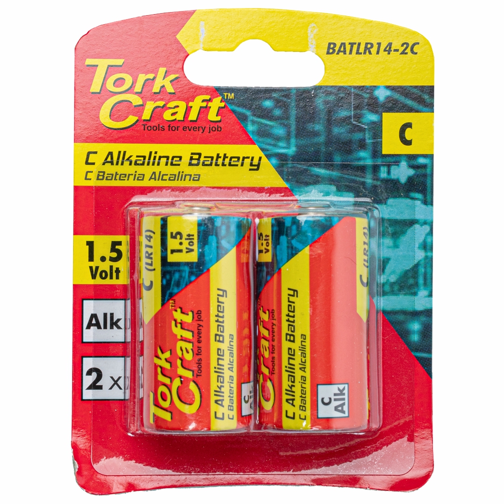 BATTERY C 1.5V 2 PACK CARDED ALKALINE | Wow Tools Hardware